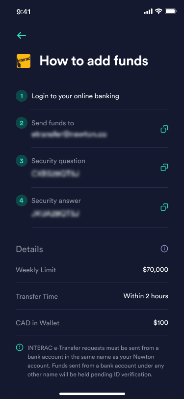 Interac e-Transfer Payments with Newton | LeoList